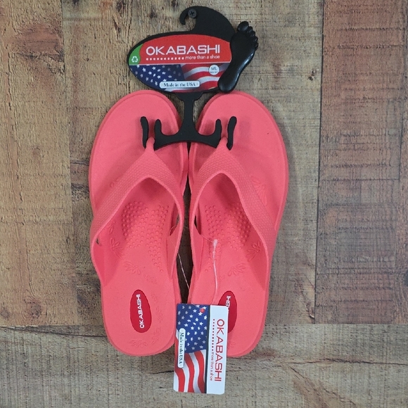 Okabashi | Shoes | 22okabashi Size Ml 85 To 95 Vibrant Coral Flip Flops ...